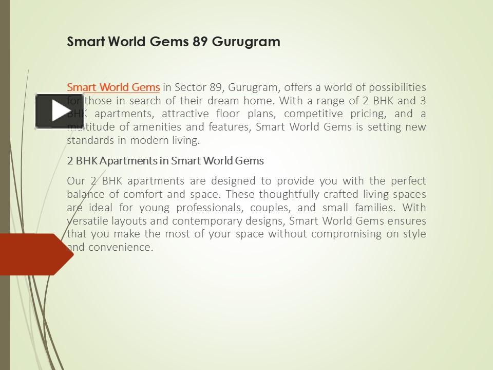 Smart World Gems in Sector 89 Gurugram presentation | free to download