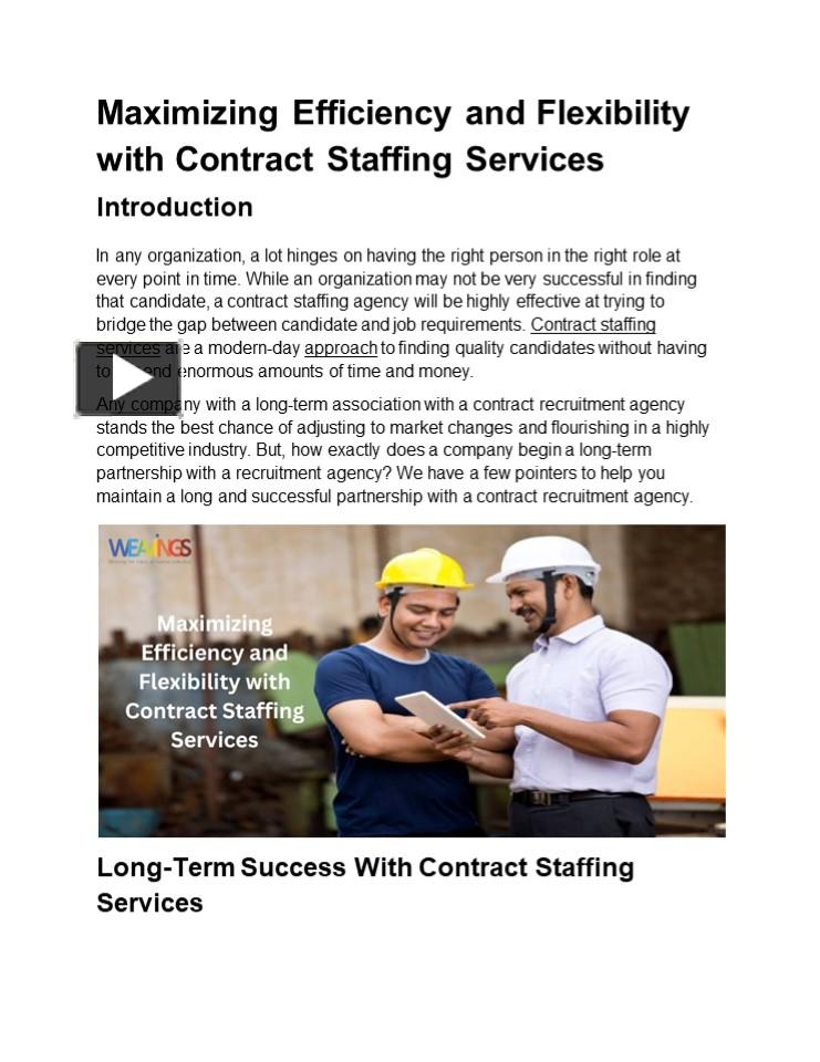 Maximizing Efficiency and Flexibility with Contract Staffing Services presentation | free to ...
