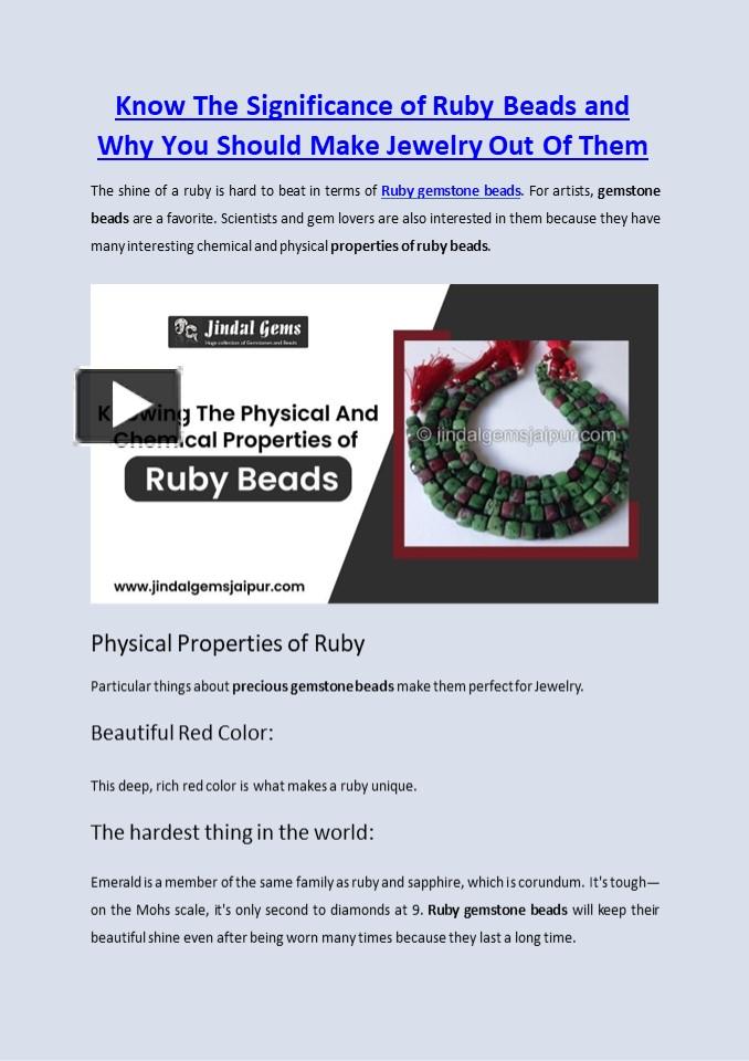PPT – Know The Significance Of Ruby Beads and Why You Should Make Jewelry Out Of Them PowerPoint ...