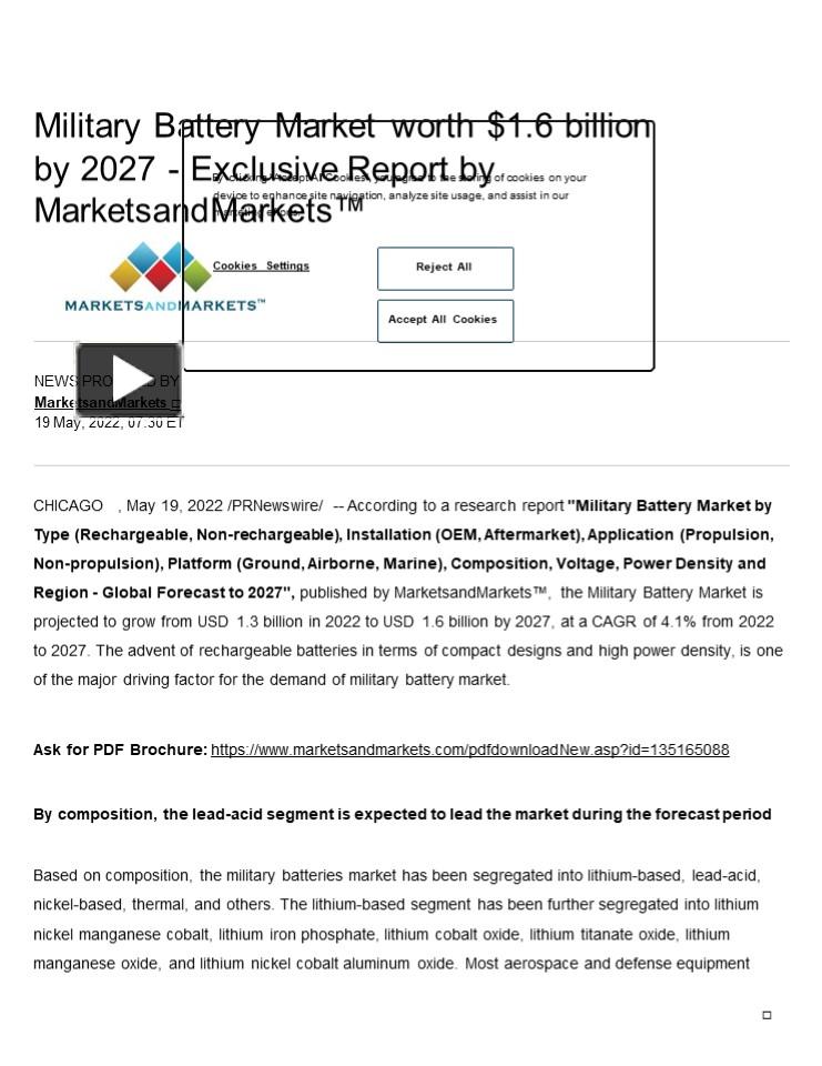 PPT – Military Battery Market Surges to $1.6 Billion by 2027 PowerPoint presentation | free to ...