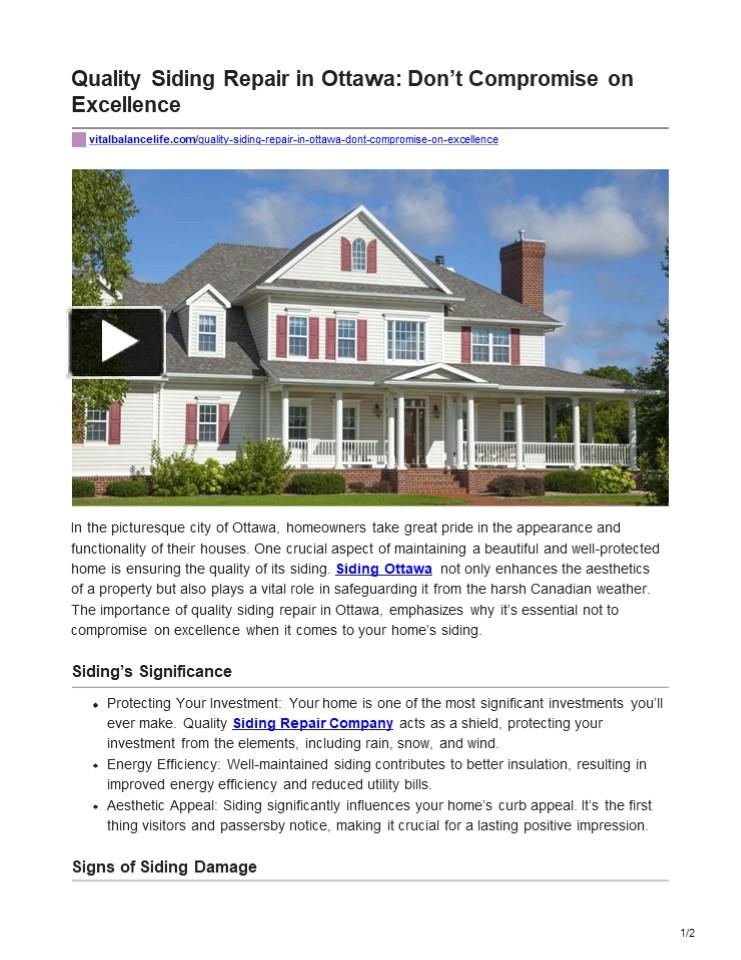 PPT – Ensuring Excellence in Ottawa Siding Repair: Your Home Deserves the Best PowerPoint ...