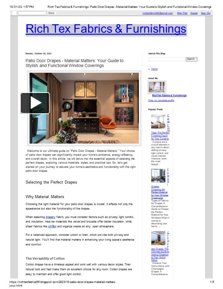 PPT – Patio Door Drapes - Material Matters: Your Guide to Stylish and Functional Window ...