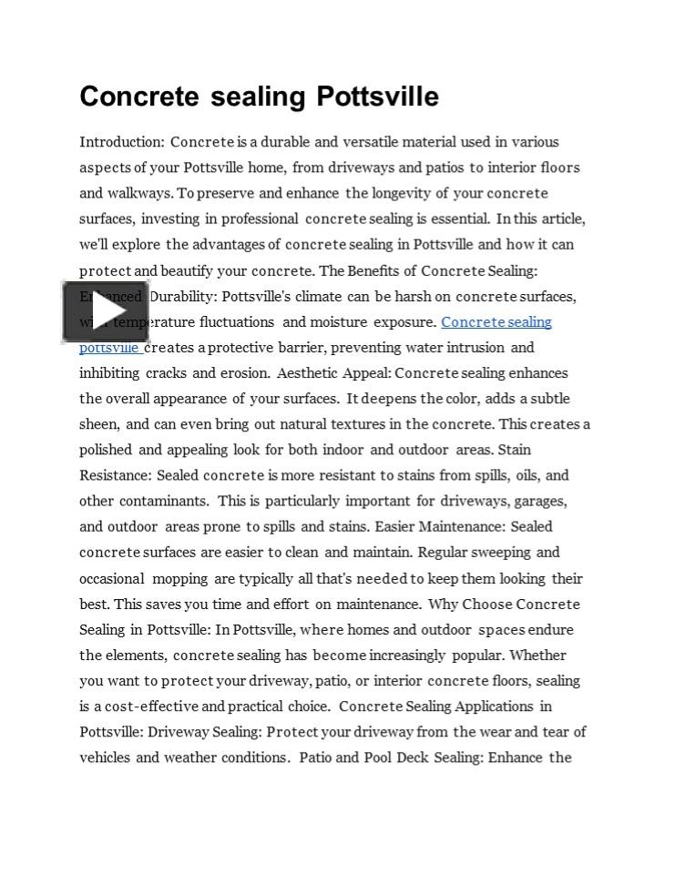 PPT – Concrete sealing pottsville PowerPoint presentation | free to download - id: 97f24f-OTc2N