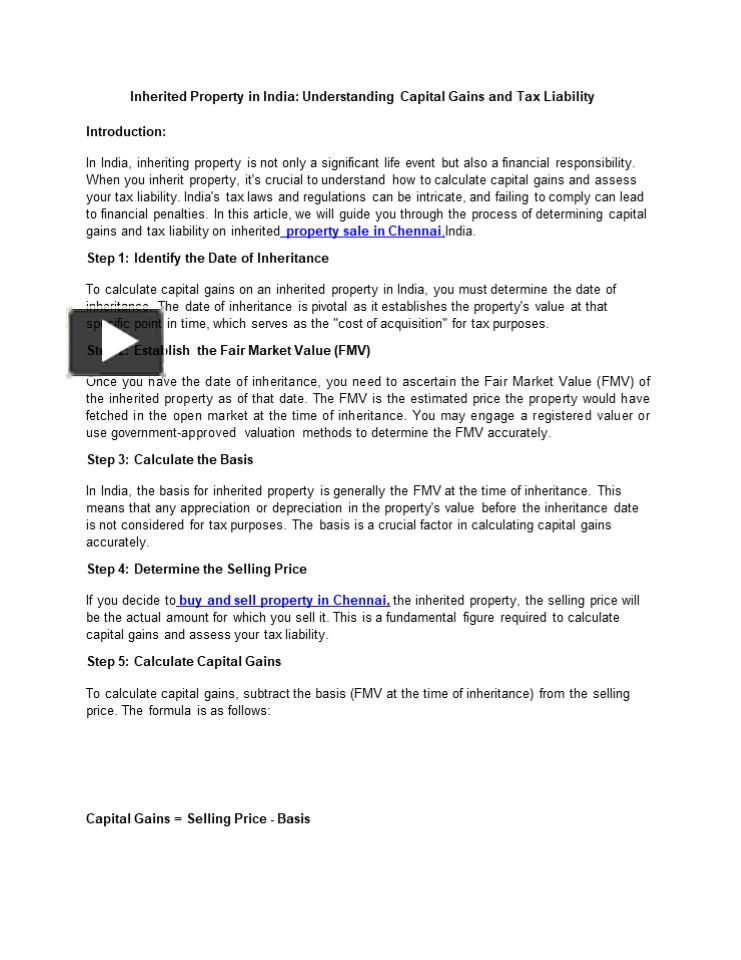 PPT – Inherited Property in India: Understanding Capital Gains and Tax ...
