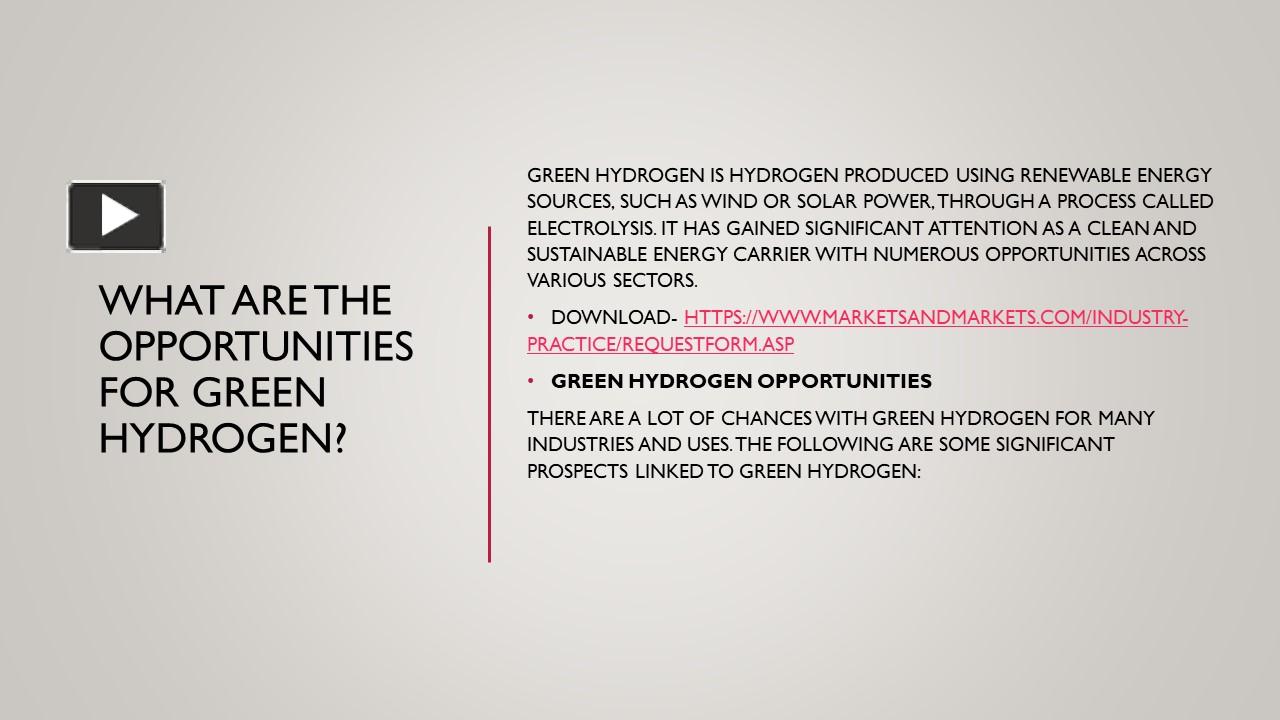 What are the Opportunities for Green Hydrogen? presentation | free to download