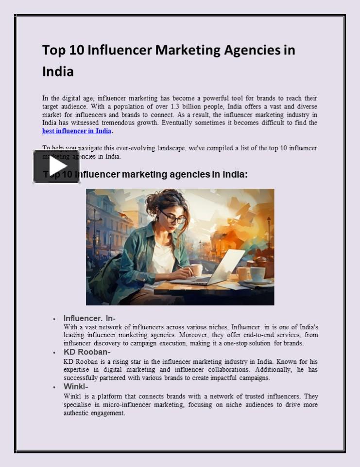 PPT – Top 10 Influencer Marketing Agencies in India: PowerPoint ...