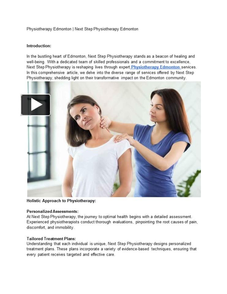 Physiotherapy Edmonton | Next Step Physiotherapy Edmonton presentation | free to download