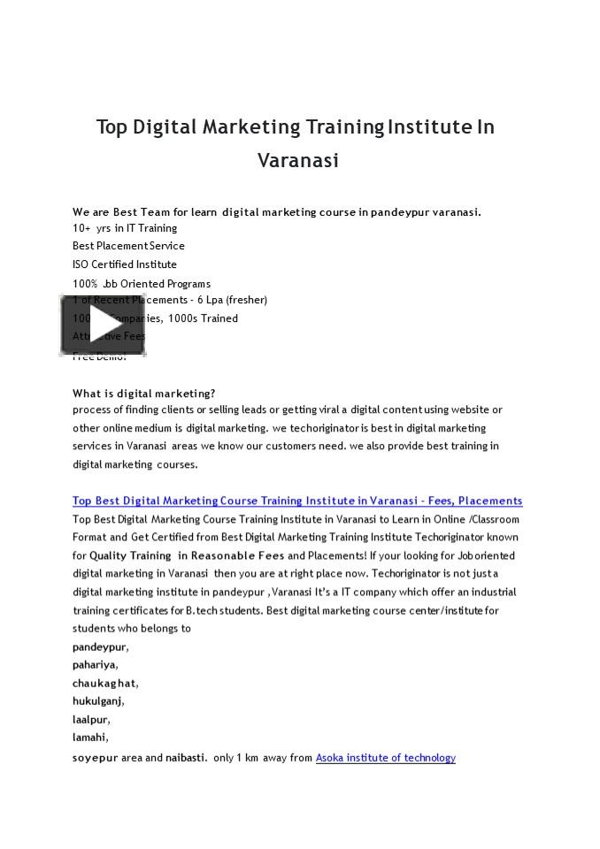 Best digital marketing course in Varanasi presentation | free to download