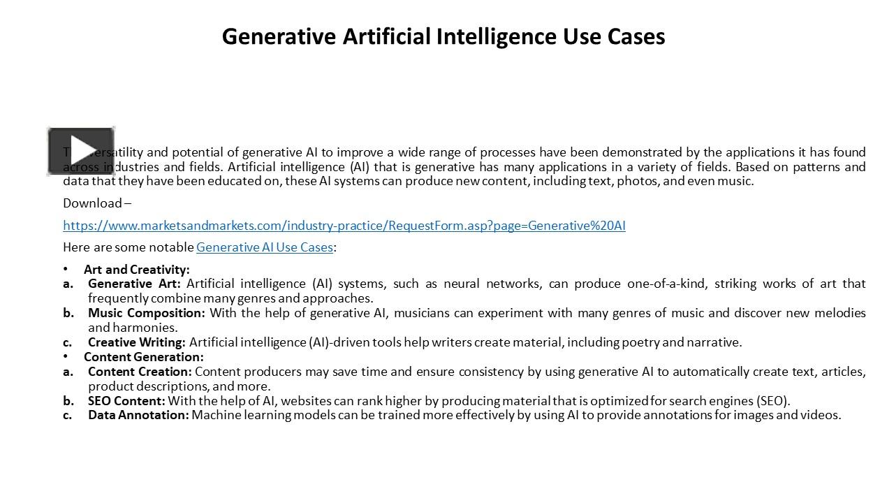 PPT – Generative Artificial Intelligence Use Cases PowerPoint presentation | free to download ...