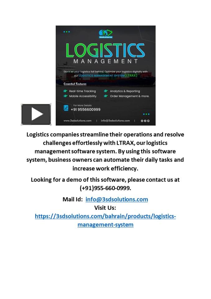 Software Requirements for Logistic Management in Bahrain presentation | free to download