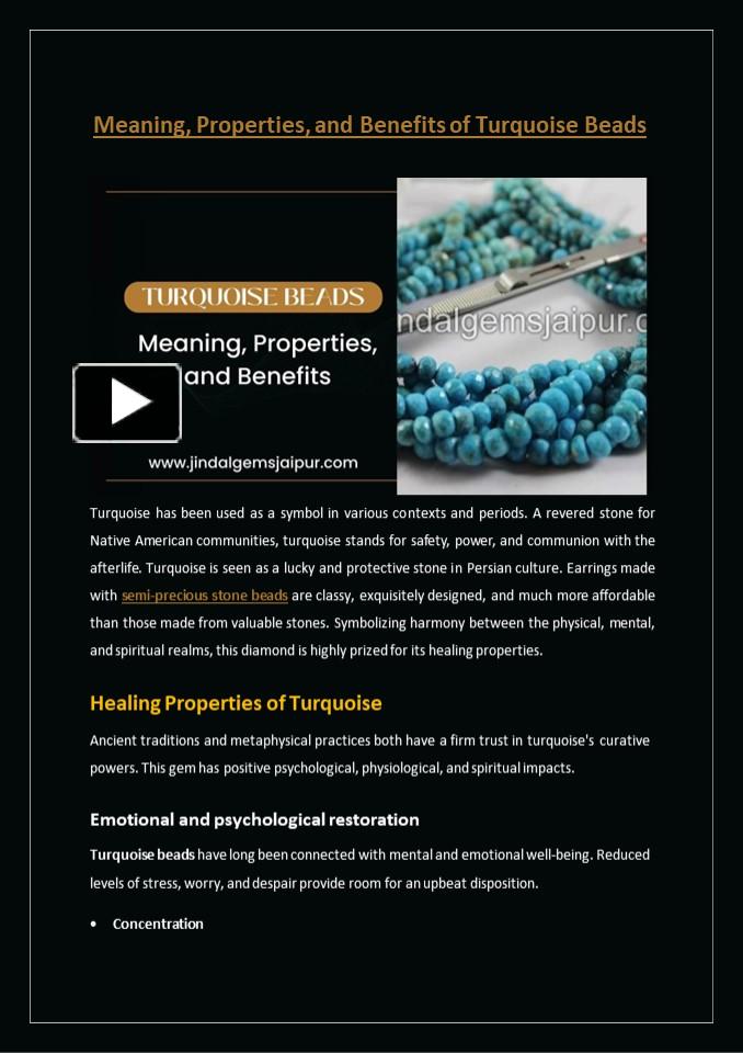 PPT – Meaning, Properties, and Benefits of Turquoise Beads PowerPoint presentation | free to ...