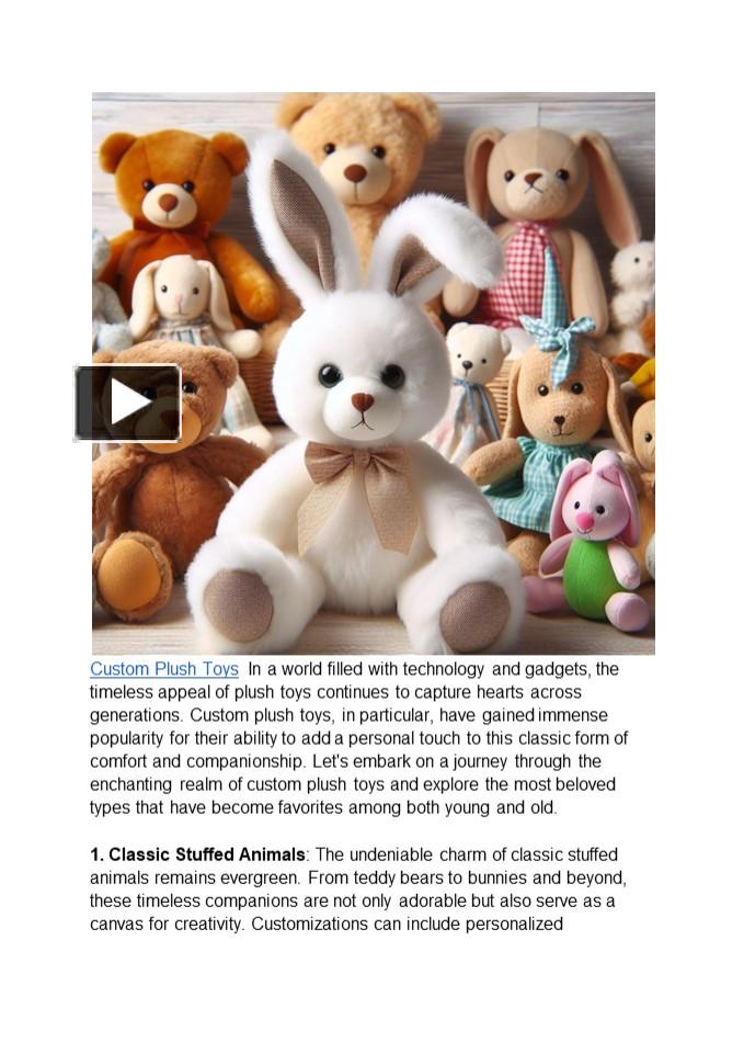 PPT – Unveiling the Cuddly World: Exploring the Most Popular Types of Custom Plush Toys ...