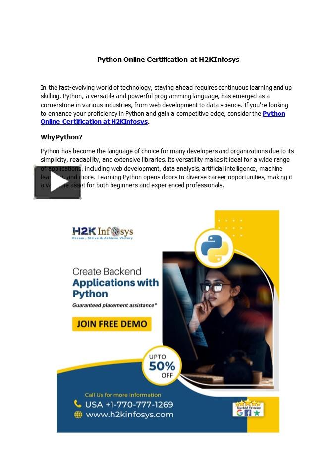 PPT – Python Online Certification at H2KInfosys PowerPoint presentation | free to download - id ...