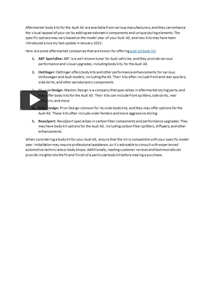 PPT – audi a3 body kit.pptx PowerPoint presentation | free to download - id: 9804a0-MDc2Y