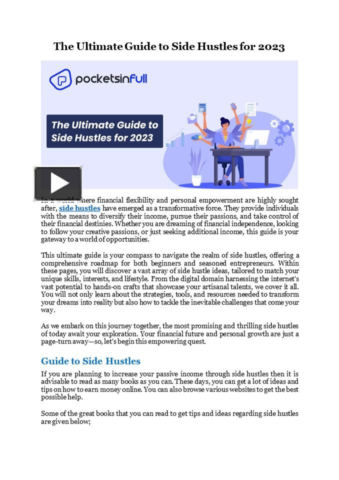 The Ultimate Guide to Side Hustles for 2023 presentation | free to download