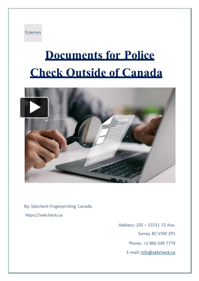 Documents for Police Check Outside of Canada presentation | free to download