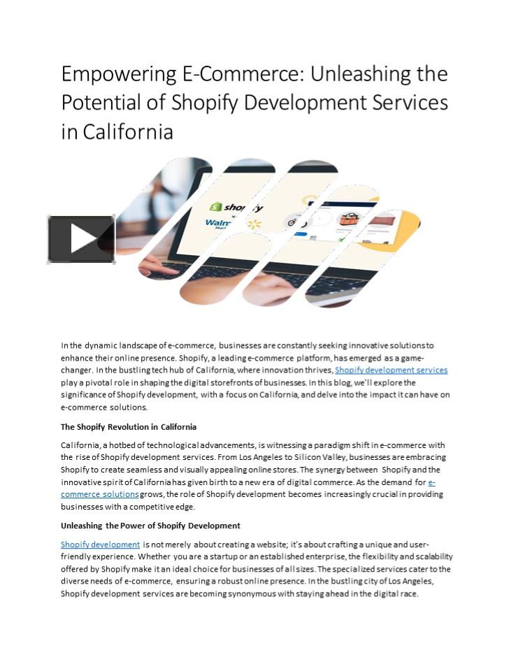 PPT – Empowering E-Commerce: Unleashing the Potential of Shopify Development Services in ...