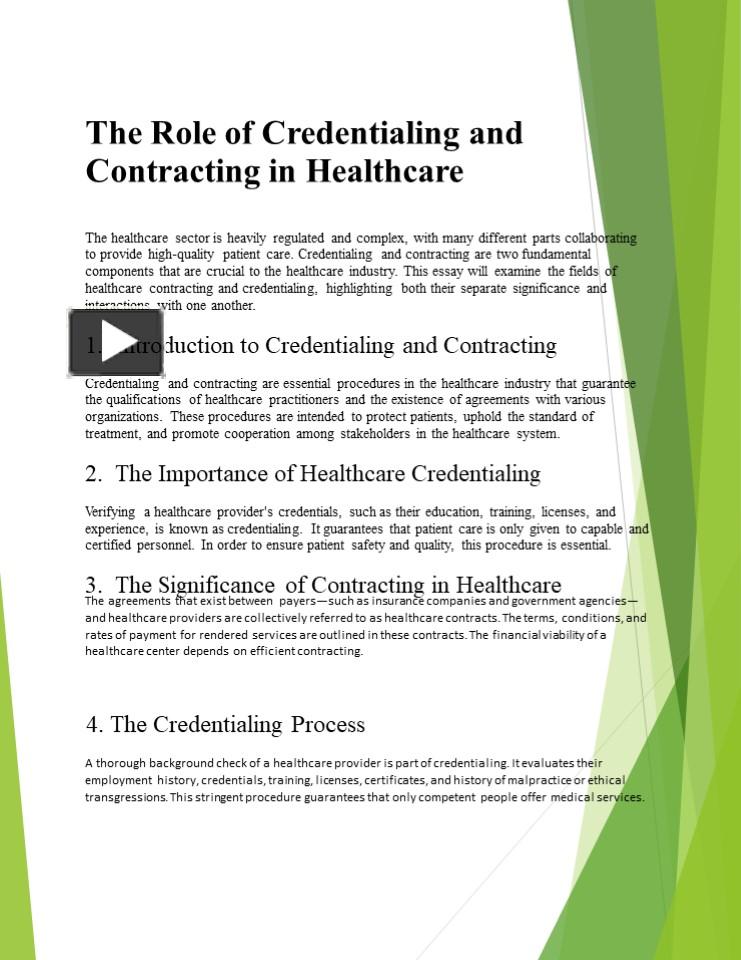PPT – The Role of Credentialing and Contracting in Healthcare PowerPoint presentation | free to ...