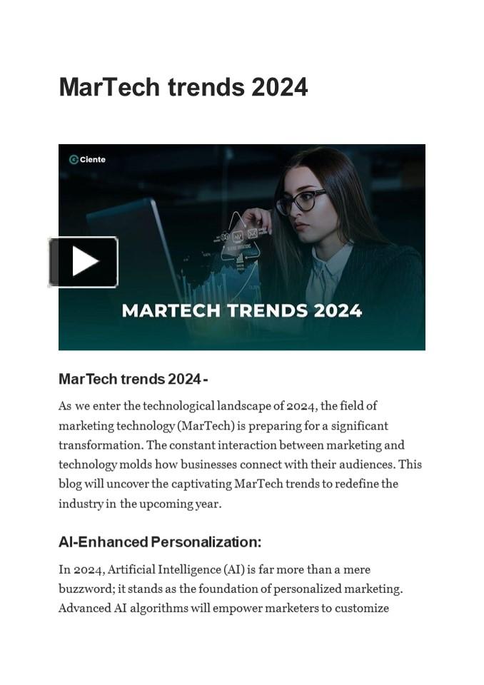 PPT – MarTech trends 2024 PowerPoint presentation | free to download - id: 981083-ZjhkM