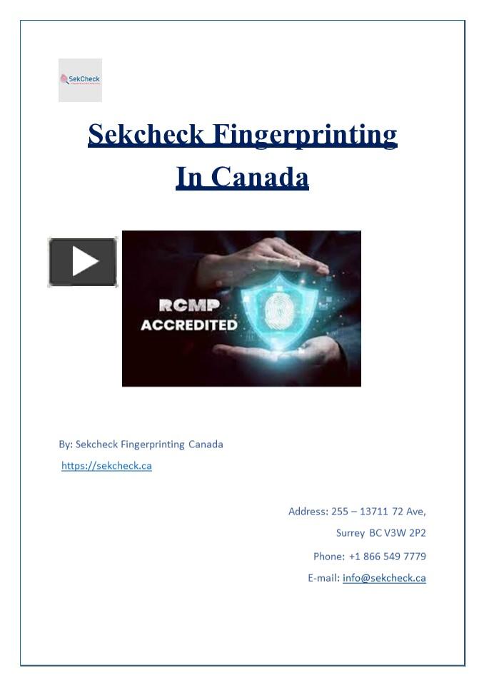 Sekcheck Fingerprinting in Canada presentation | free to download