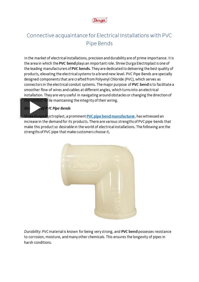 PPT – Connective acquaintance for Electrical Installations with PVC Pipe Bends PowerPoint ...