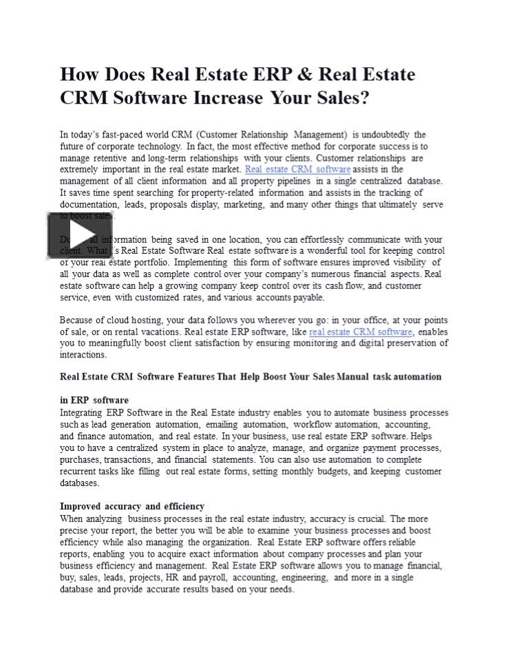 PPT – How Does Real Estate ERP & Real Estate CRM Software Increase Your ...