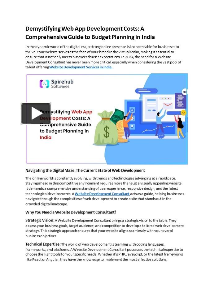 Demystifying Web App Development Costs: A Comprehensive Guide to Budget Planning in India ...