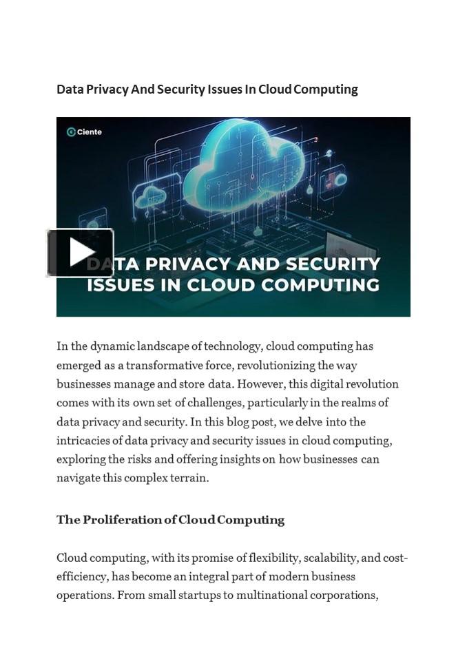 PPT – Data Privacy And Security Issues In Cloud Computing PowerPoint presentation | free to ...