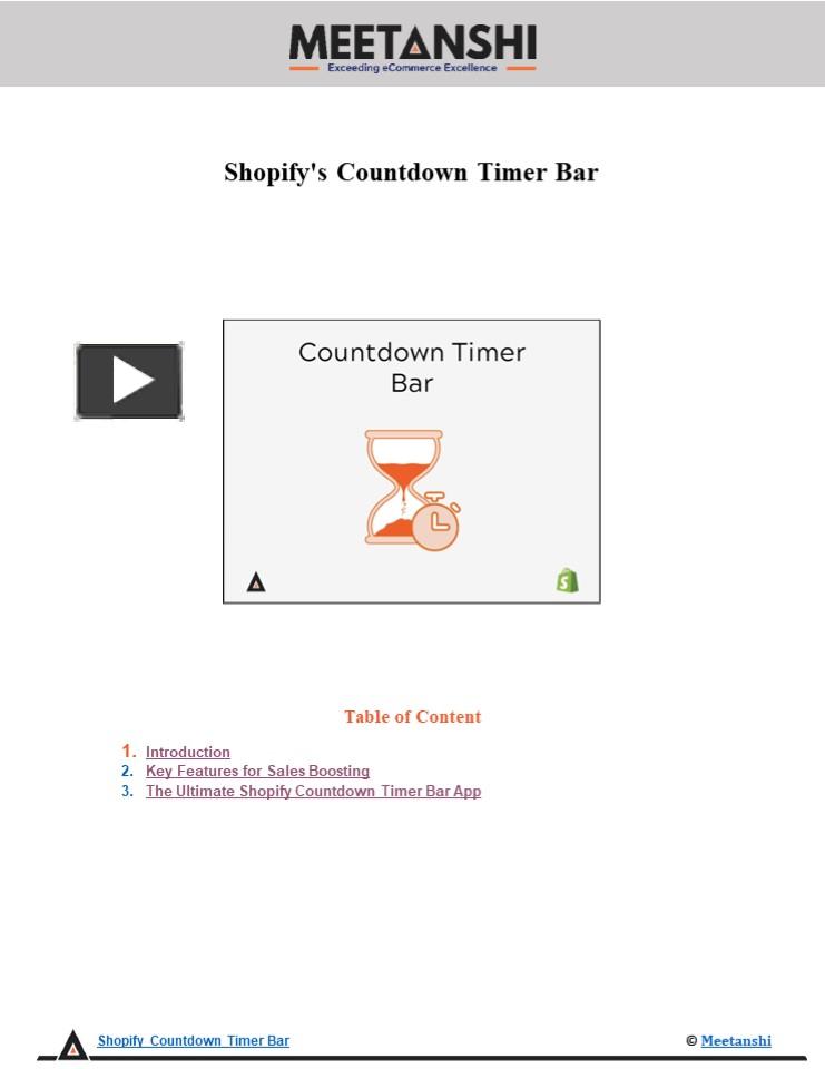 Shopify's Countdown Timer Bar presentation | free to download