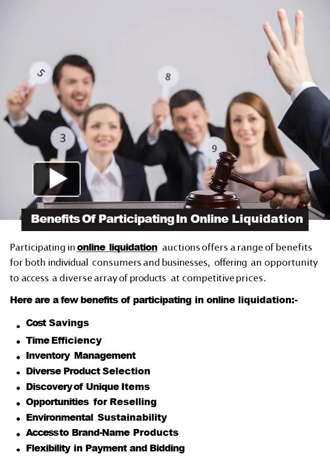 Benefits Of Participating In Online Liquidation presentation | free to download