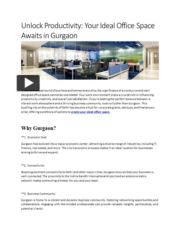 PPT – Unlock Productivity: Your Ideal Office Space Awaits in Gurgaon PowerPoint presentation ...