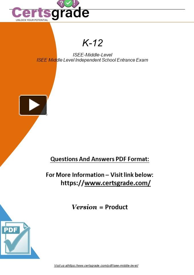 Updated Certsgrade ISEE-Middle-Level Practice Test PDF Dumps ...