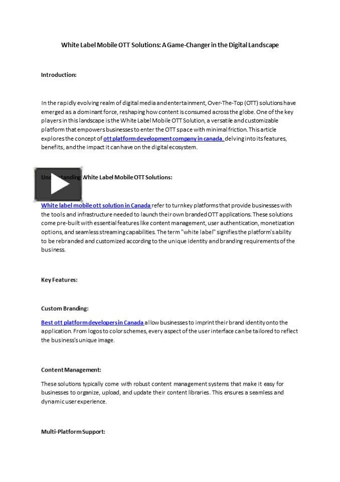 PPT – White Label Mobile OTT Solutions: A Game-Changer in the Digital Landscape PowerPoint ...