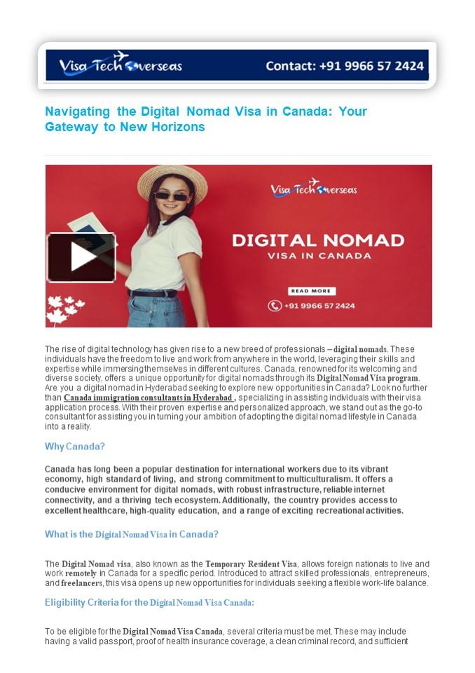 PPT – Navigating the Digital Nomad Visa in Canada: Your Gateway to New Horizons PowerPoint ...