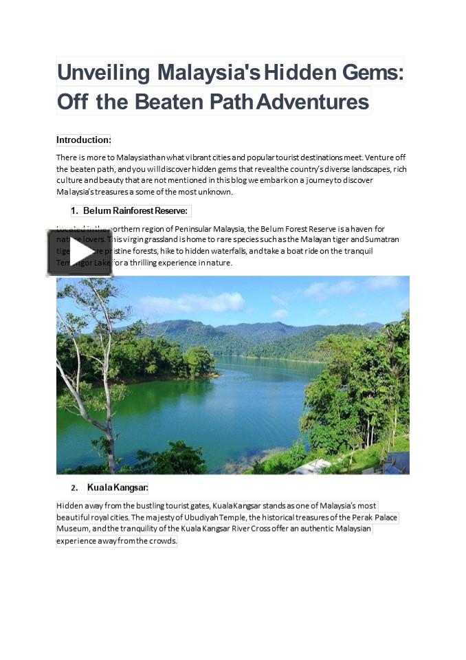 Unveiling Malaysia’s Hidden Gems: Off the Beaten Path Adventures presentation | free to download