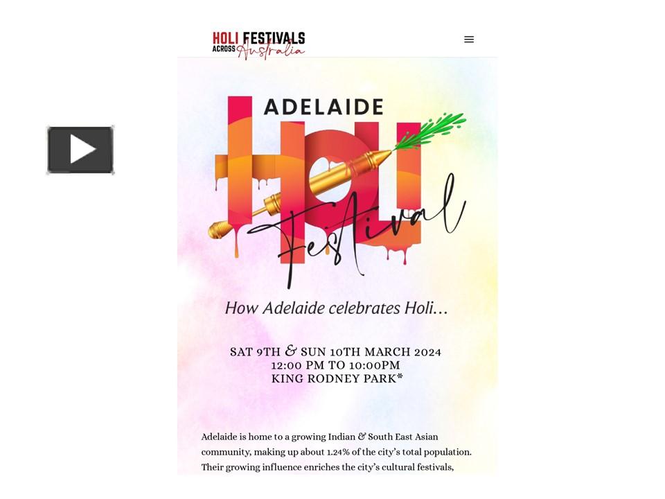 PPT – Celebrate Holi Festival Event in Adelaide 9th and 10 March 2024 PowerPoint presentation ...