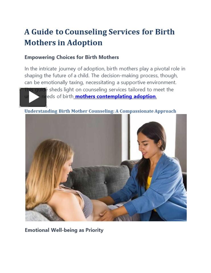 PPT – A Guide to Counseling Services for Birth Mothers in Adoption ...