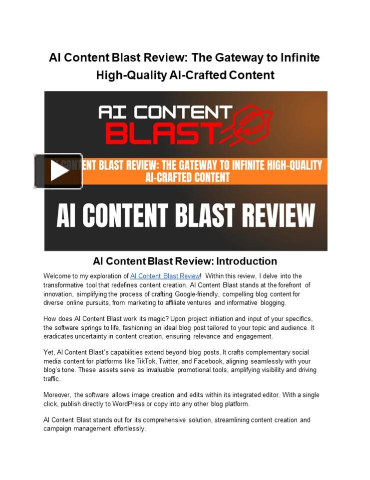 PPT – AI Content Blast Review: The Gateway to Infinite High-Quality AI-Crafted Content ...