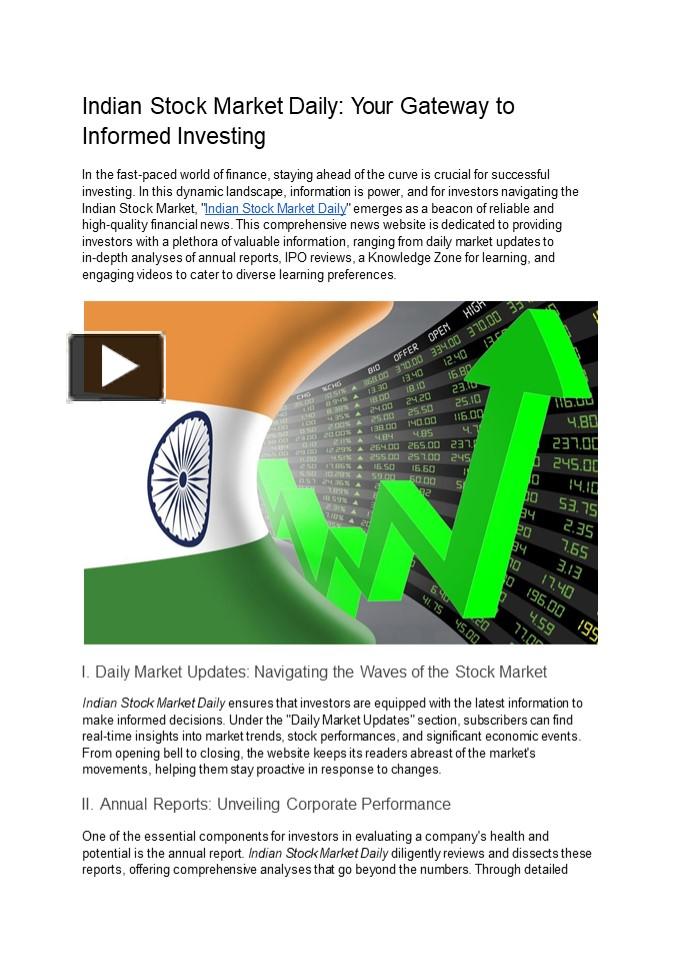 PPT – Indian Stock Market Daily: Your Gateway to Informed Investing PowerPoint presentation ...