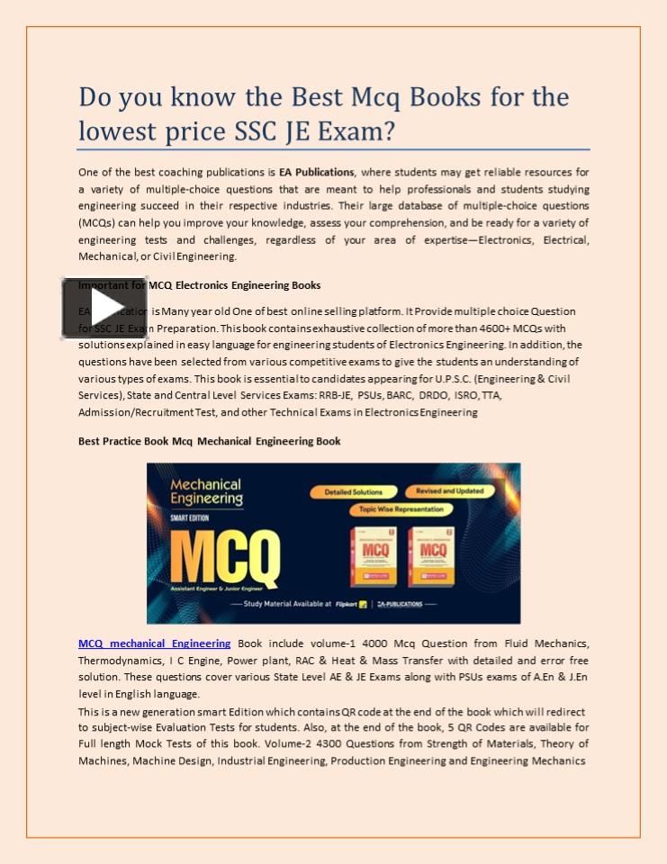 PPT – Do you know the Best Mcq Books for the lowest price SSC JE Exam? PowerPoint presentation ...