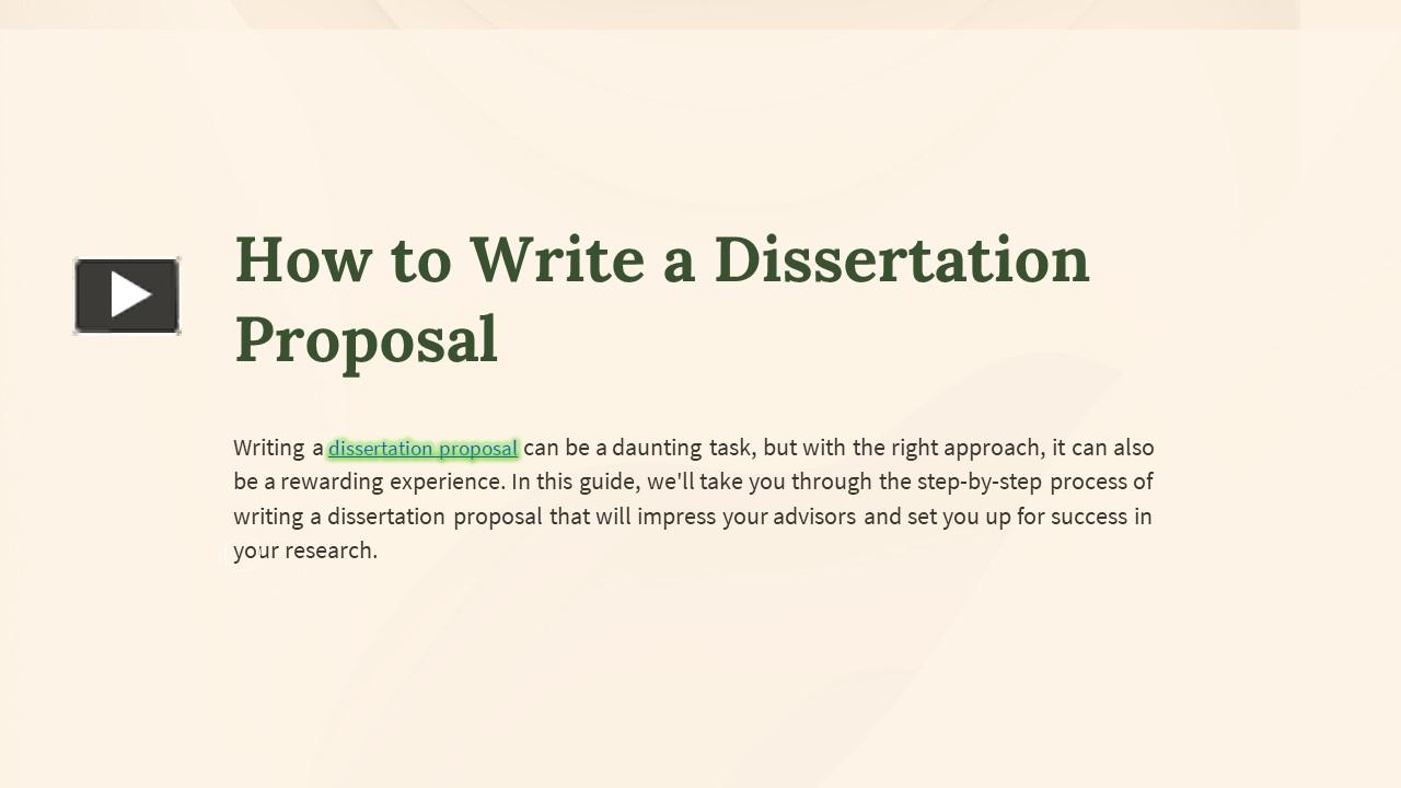how to write a dissertation proposal presentation | free to download