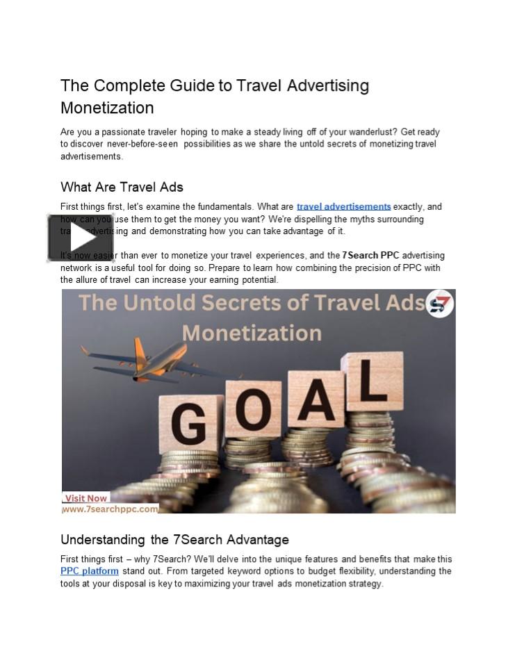 PPT – The Complete Guide to Travel Advertising Monetization PowerPoint presentation | free to ...