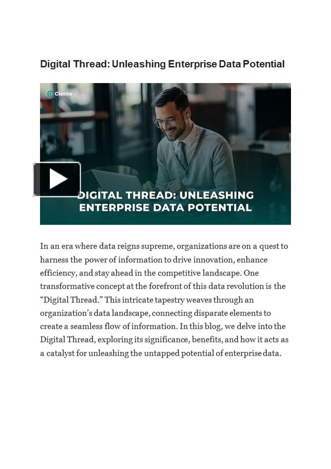 PPT – Digital Thread: Unleashing Enterprise Data Potential PowerPoint presentation | free to ...