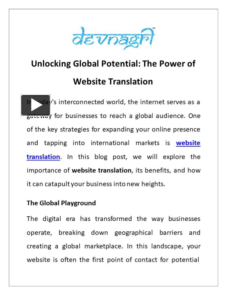 PPT – Unlocking Global Potential: The Power of Website Translation PowerPoint presentation ...