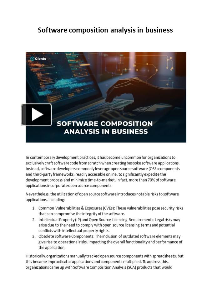 Software composition analysis in business presentation | free to download