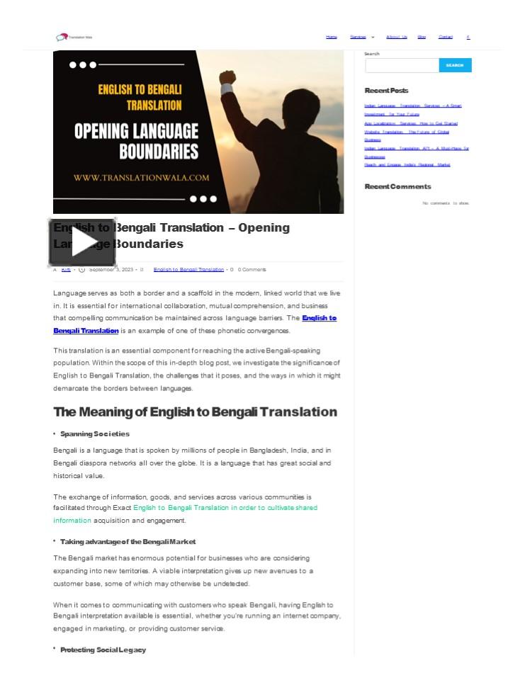 PPT – English to Bengali Translation – Opening Language Boundaries PowerPoint presentation ...