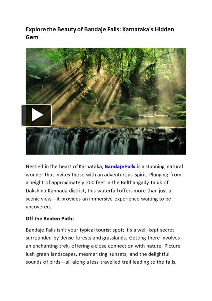 PPT – Explore the Beauty of Bandaje Falls Karnataka's Hidden Gem PowerPoint presentation | free ...