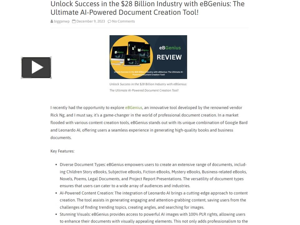 Unlock Success in the $28 Billion Industry with eBGenius: The Ultimate AI-Powered Document ...