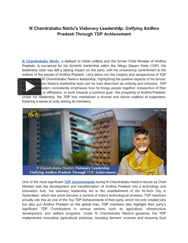 PPT – N Chandrababu Naidu's Visionary Leadership: Unifying Andhra Pradesh Through TDP ...