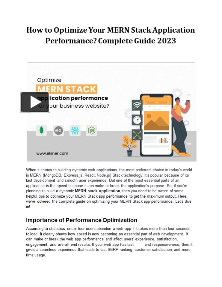 Ppt How To Optimize Your Mern Stack Application Performance Complete Guide 2023 Powerpoint